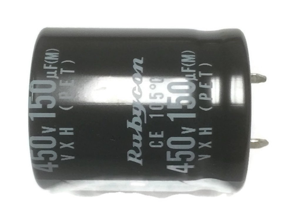 Set of 1, Rubycon 105°C Electrolytic Capacitor 150uF 450V (150 mfd 450V) 20% Radial, 11/16" x 1 ...