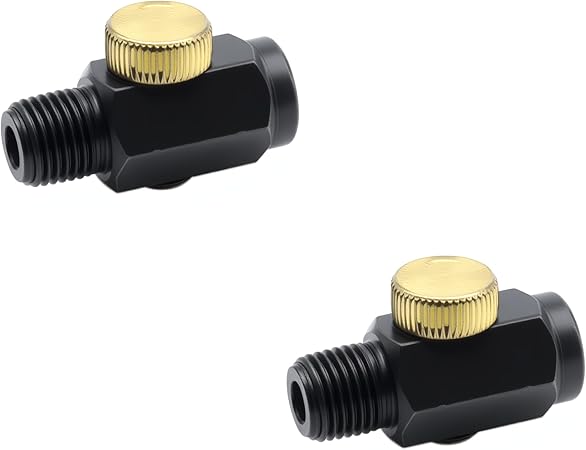 HAJXZH 2 PCS Air Flow Regulator Brass In-Line Adjustable 1/4" NPT Male ...