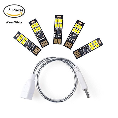 Makerfocus 5pcs USB Light Warm White 6 LEDs Mini USB Light Lamp with ...