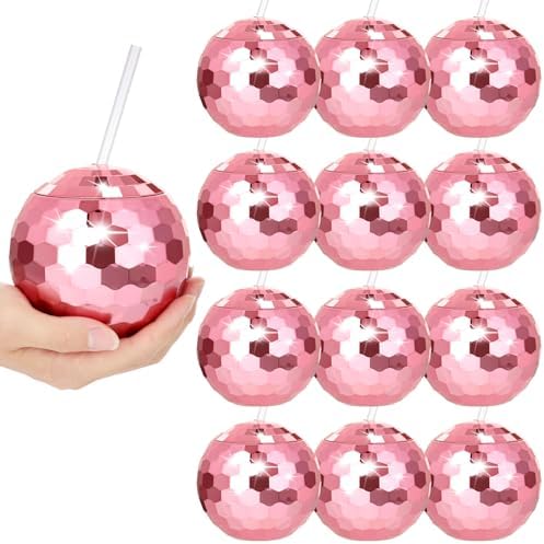 12 PCS Disco Ball Cups, Reusable Tumbler Disco Flash Bachelorette Party ...