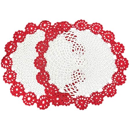 Amazon.com: Hsvanyr Round Crochet Lace Doily Floral Design Fabric ...
