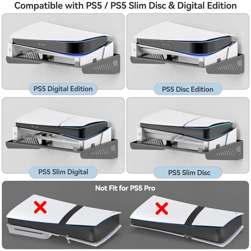 Snapklik.com : Kosker PS5/PS5 Slim Wall Mount Kit Horizontal, Shelf ...
