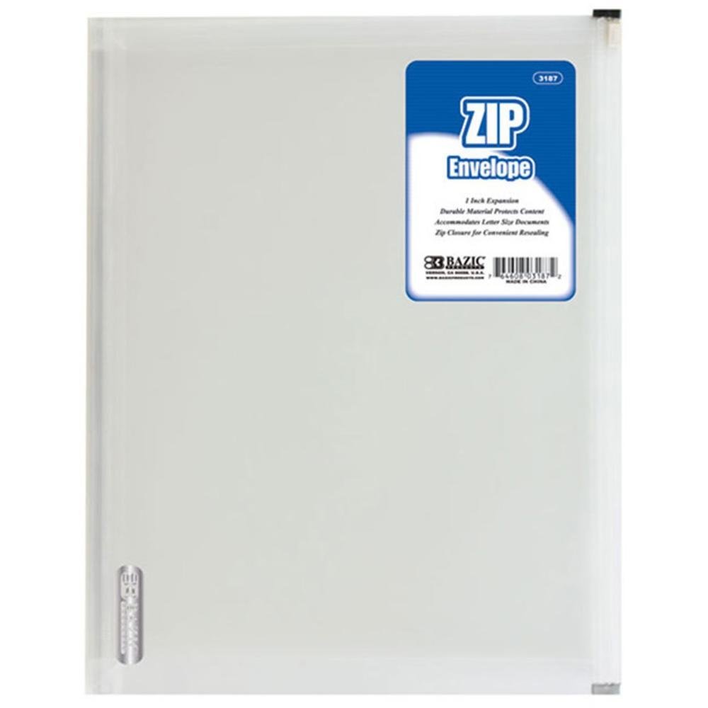 Amazon.com : BAZIC Clear Letter Size Zip Envelope : Expanding File ...