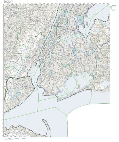 Amazon.com : ZIP Code Wall Map of New York, NY ZIP Code Map Laminated ...