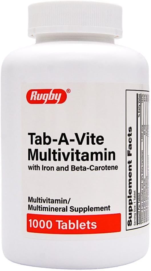 Amazon.com: Rugby Tab-A-Vite Multivitamin with Iron and Beta-Carotene ...