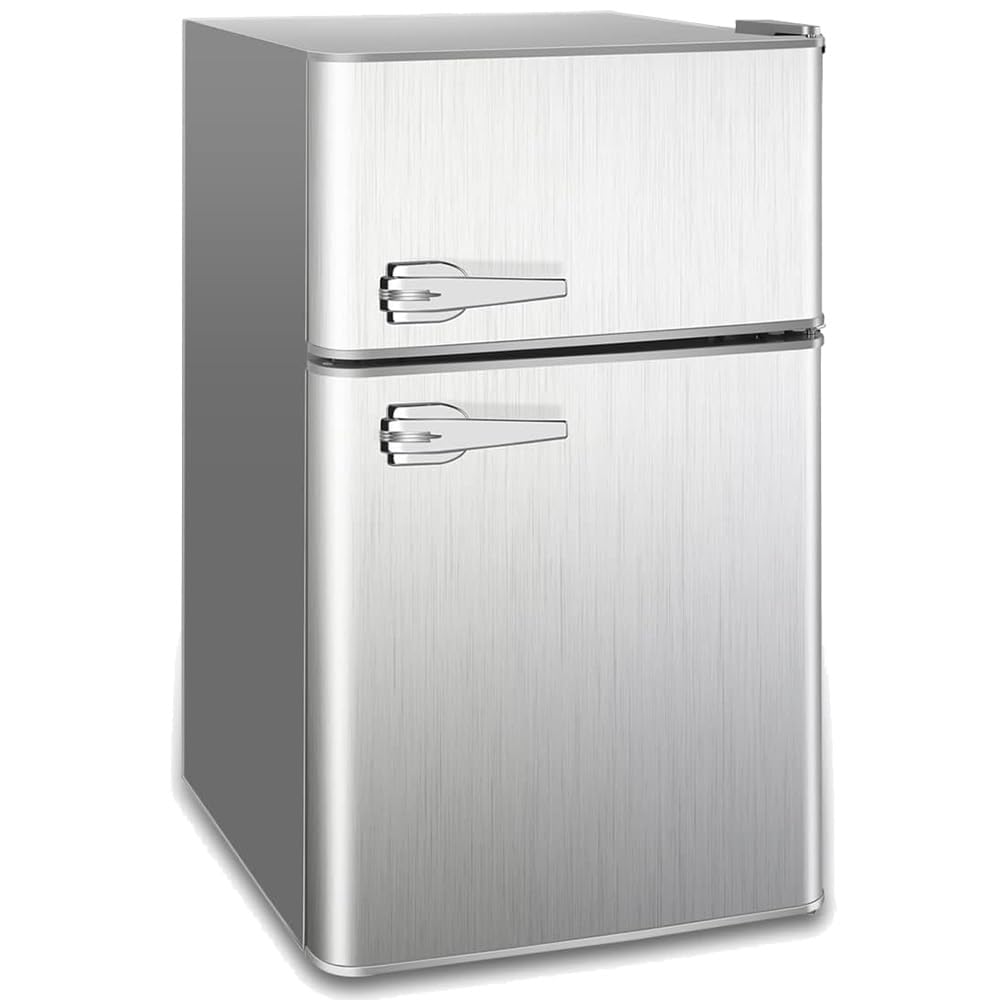 Amazon.com: Joy Pebble Small fridge with freezer,3.2 cu.ft compact ...