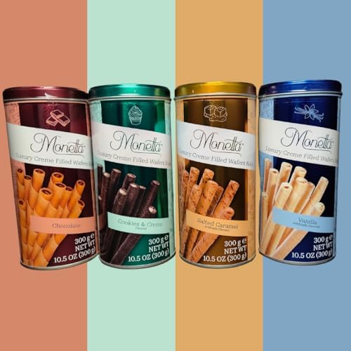Amazon.com: Monetta Luxury Creme Filled Wafer Rolls Variety Pack - 4 ...