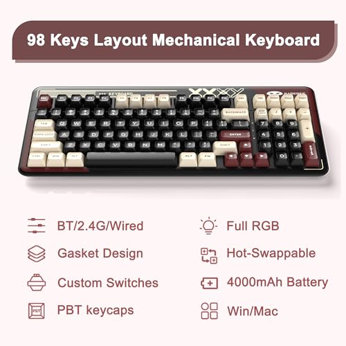 Snapklik.com : Mechanical Keyboard Cloud98 RGB Backlight Triple Mode 2 ...