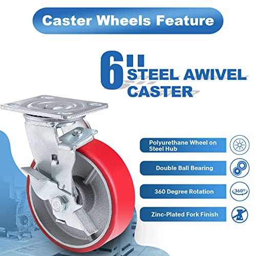 Snapklik.com : 6 Inch Industrial Casters Set Of 4 Heavy Duty No Noise ...