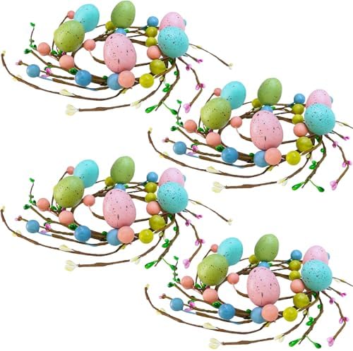 Amazon.com: Winlyn 4 Pcs Easter Egg Candle Rings Wreaths Spring Egg and ...