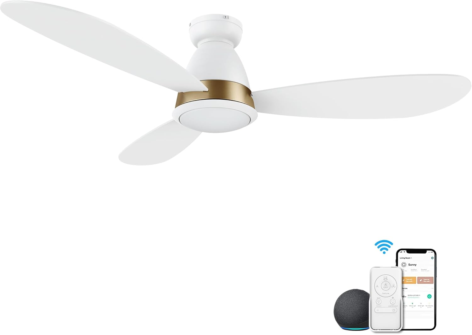 Amazon.com: CEME 52 Inch Ceiling Fan with Light Flush mount, Indoor & Outdoor Ceiling Fan with ...