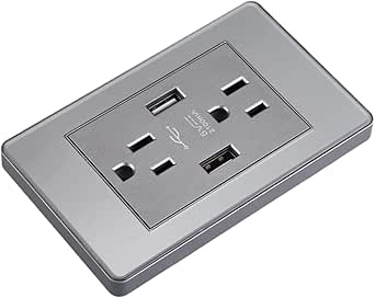 Enchufes Contacto Doble Duplex Con 2 Puertos Carga Usb Receptáculo Dúplex de 15A Resistente a ...