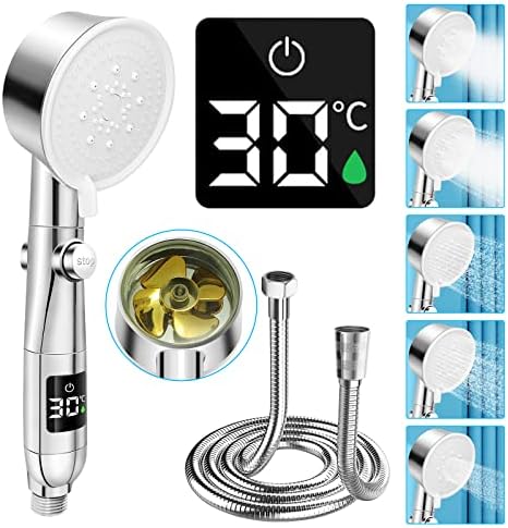 Ktwo Shower Head with Temperature LCD Display, High Pressure, 1.5M ...