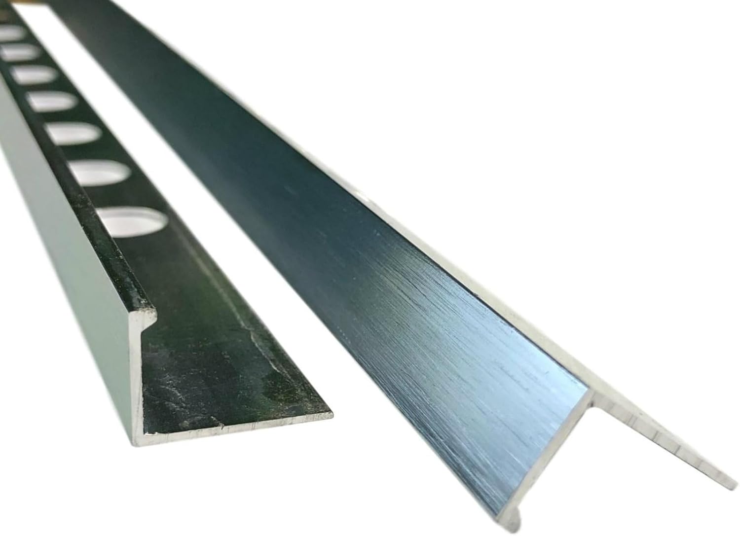 L Shaped Aluminium Tile Trim Brushed Chrome Edging 12mm (1) : Amazon.co ...