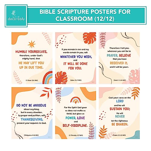 12 Sunday School Decorations for Classroom - 11x14in Christian Bulletin ...