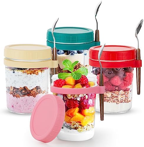Dyserbuy 4 Pack Overnight Oats Containers with Lids and Spoons, 16 oz ...