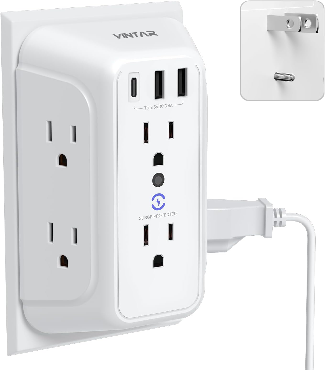 Amazon.com: LENCENT 2 Prong Power Strip, 3 to 2 Prong Outlet Adapter, 2 ...