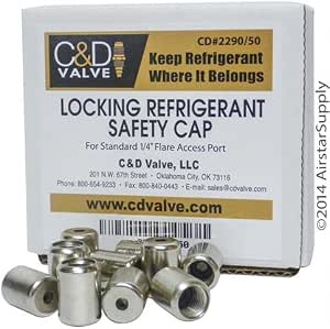 C&D Valve # CD2290 â€¢ 1/4" Locking Refrigerant Safety Cap Pack of (50 ...