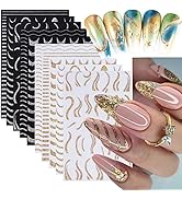 Amazon.com: 3 Pieces French Tip Line Nail Art Stickers 3D Simple Lines ...