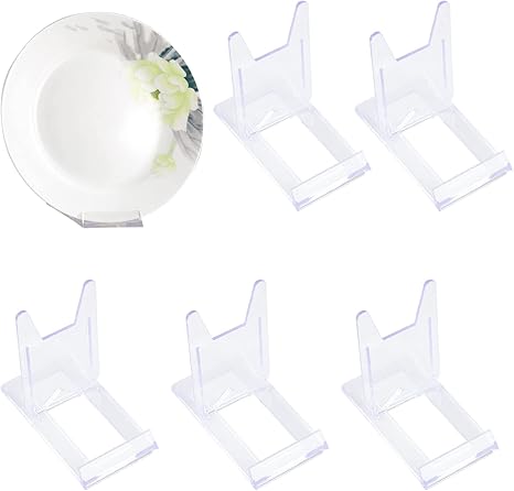 ZDNT 6 Pcs Clear Display Stand Acrylic Plate Stands Clear Plastic ...