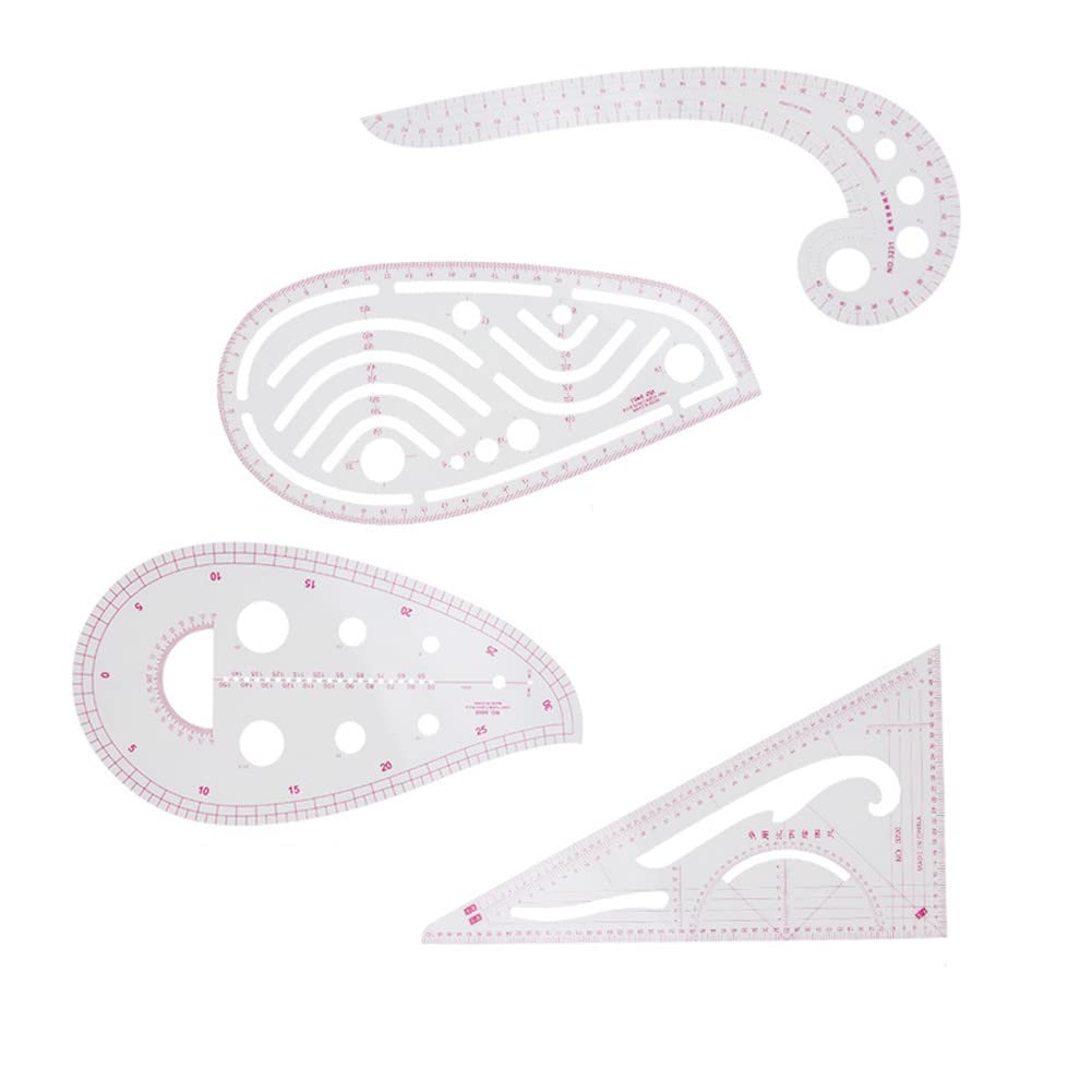 Sewing Ruler Tailor Set, 4 Pieces DIY French Metric Ruler Set Plastic ...