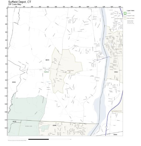 Amazon.com : ZIP Code Wall Map of Suffield Depot, CT ZIP Code Map ...