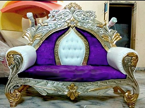 Pine & Pillar's 3 Seater Bahubali Sofa Cum Chair with Gold & Silver ...