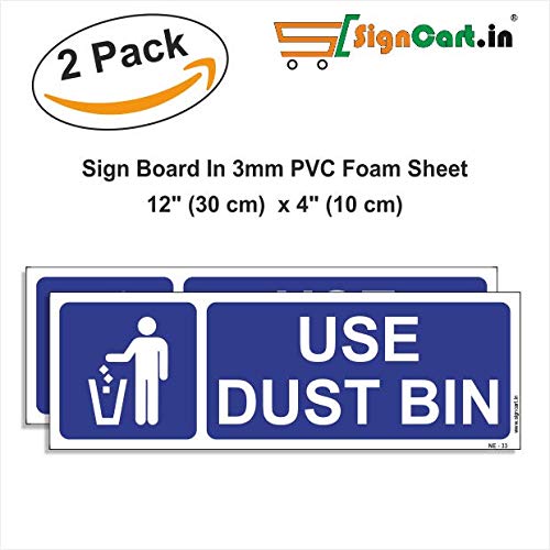 signcart - Dustbin (Pack of 2) Sign in 3mm PVC Foam Sheet : Amazon.in ...