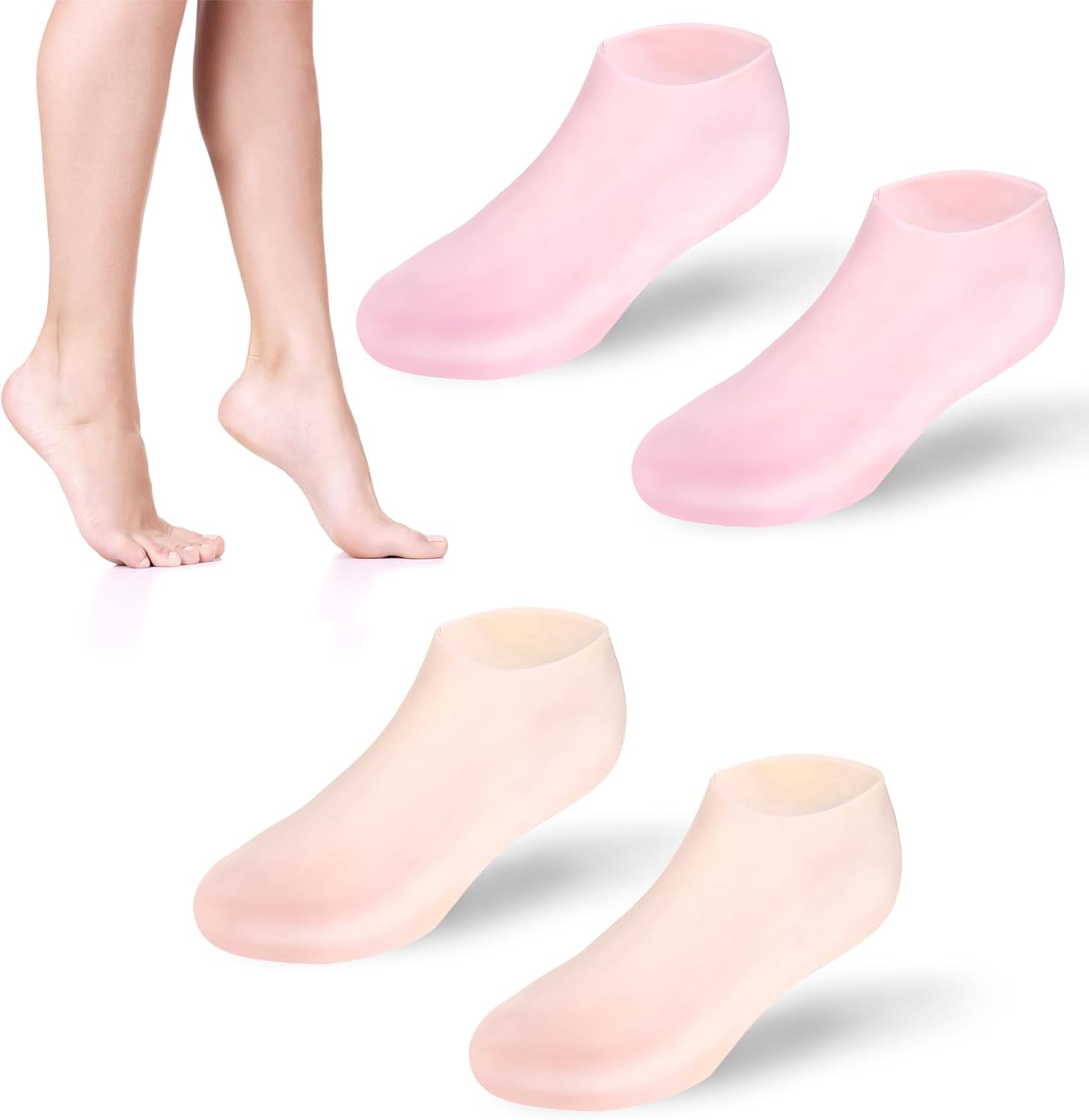 Amazon.com : 2 Pairs Silicone Moisturizing Socks Silicone Socks for ...