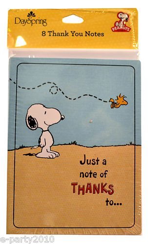 Amazon.com: Peanuts Snoopy Thank You Notes w/ Envelopes (8ct) : Office ...
