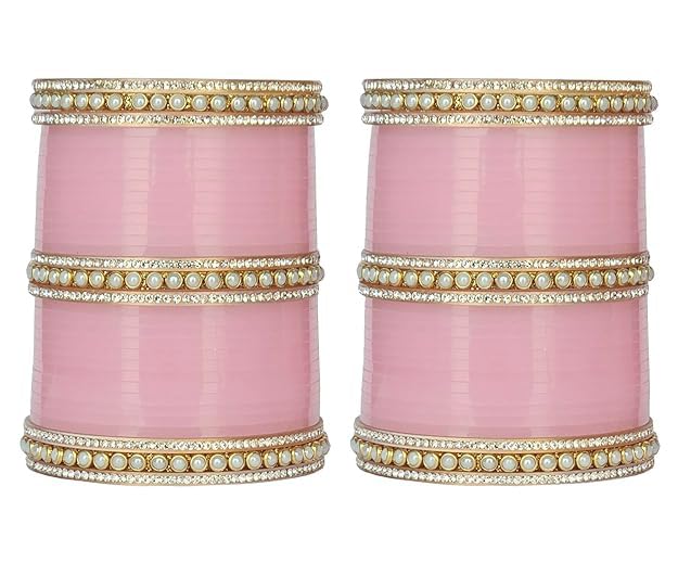 Buy Anwar Bridal Punjabi Chura Wedding Bubble Pink/Golden Chuda Set for ...