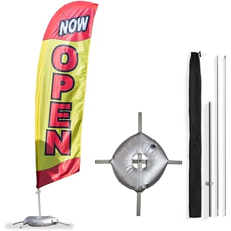 Amazon.com : Vispronet Now Open Small Feather Flag Kit with Cross Base ...