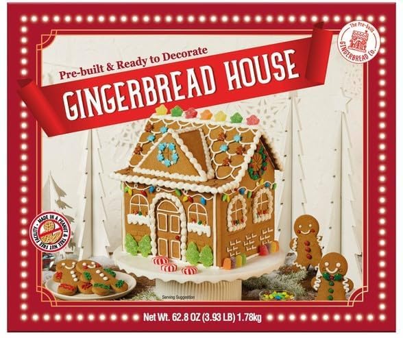 Amazon.com: Pre-Built & Ready To Decorate Gingerbread House Kit, 62.8 ...