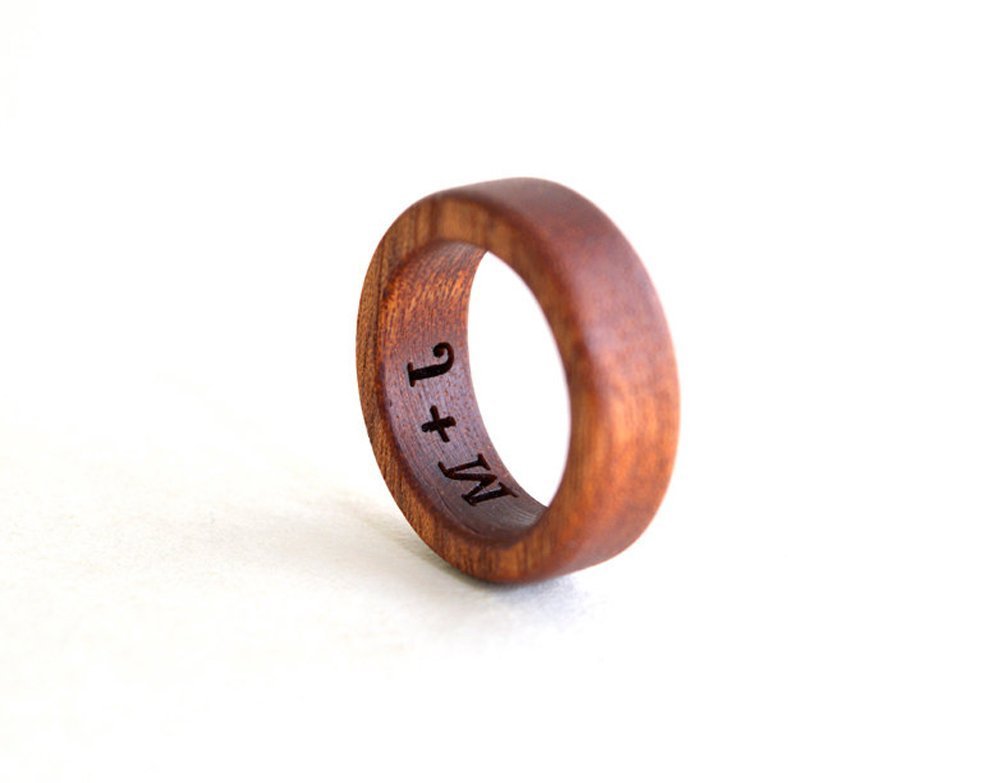 Amazon.com: Mahogany Ring, Wood Ring, Wood Band, Mahogany wood ring ...