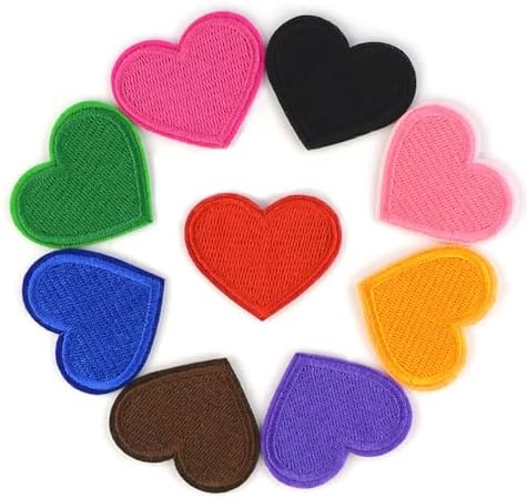 Amazon.com: Assorted Color Heart Shaped Patches for Clothing, Jeans ...