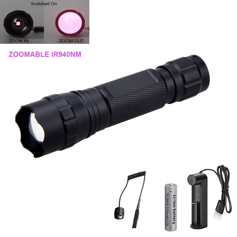 Buy WESLITE IR Torch 940nm, Infrared Light Hunting Flashlight Zoomable ...