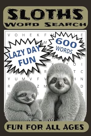 Sloth Word Search Puzzle Book: Word Searches with Easy to Read Print ...