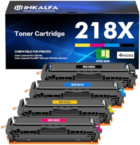 218X High Yield Toner Cartridge 4-Pack Compatible for HP 218X 218A ...