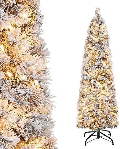 Amazon.com: Goplus 7ft Pre-Lit Half-Shape Christmas Tree, Artificial ...