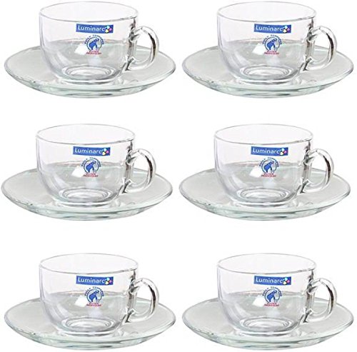 LUMINARC Cup and Saucer Set of 12 Pcs P7000 (Clear, Pack of 12 ...