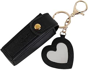 Amazon.com : Lipstick Case Keychain,with Mirror,PU Leather Holder Lip ...