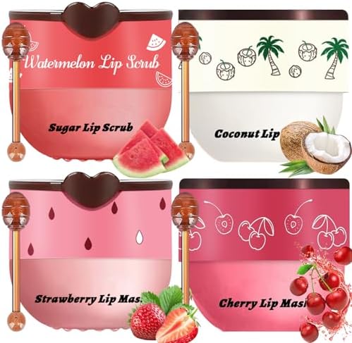 Amazon.com : 4PCS Lip Therapy Set - Lip Scrub & Lip Mask, Overnight ...