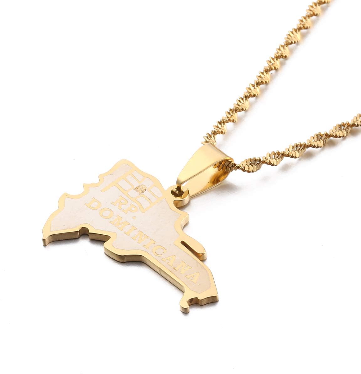 Amazon.com: Stainless Steel The Dominican Republic Map Pendant Necklace ...
