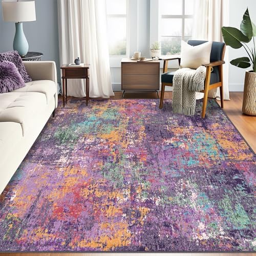 Amazon.com: RELEANY Washable Area Rugs 5'x7' Non-Slip Modern Abstract ...