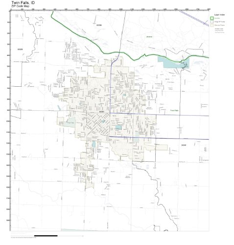 Amazon.com : ZIP Code Wall Map of Twin Falls, ID ZIP Code Map Not ...