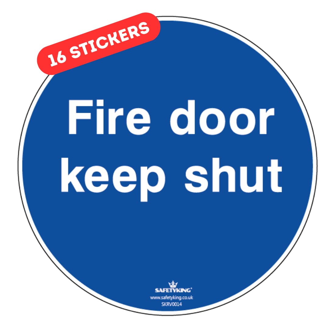 SAFETYKING 16 x Fire Door Keep Shut Stickers 78mm Diameter | Fire Door ...