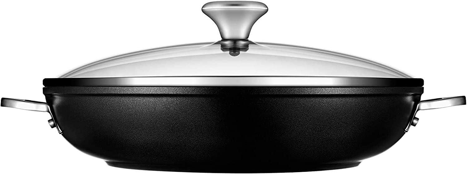 Toughened Nonstick PRO Shallow Casserole/Braiser with Glass Lid, 4 qt ...