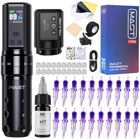 Amazon.com: Mast Fold2 Pro Tattoo Kit, Wireless Complete Tattoo Gun ...