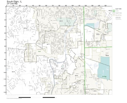 Amazon.com : ZIP Code Wall Map of South Elgin, IL ZIP Code Map ...
