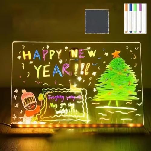 LED Note Board with Colors,Light Up Acrylic Dry Erase Board with 4 Pen ...